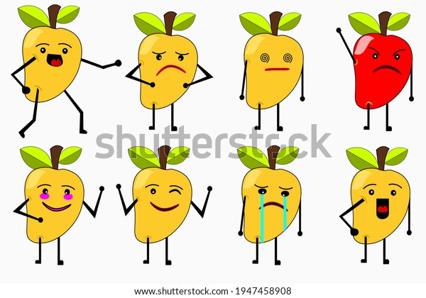 Mango Emoticon Cartoon Character Set Vector Stock Vector (Royalty Free ...