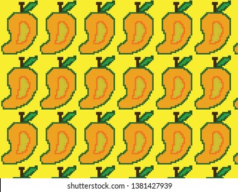 Mango Fruit Pattern Pixel Art: vector de stock (libre de regalías ...