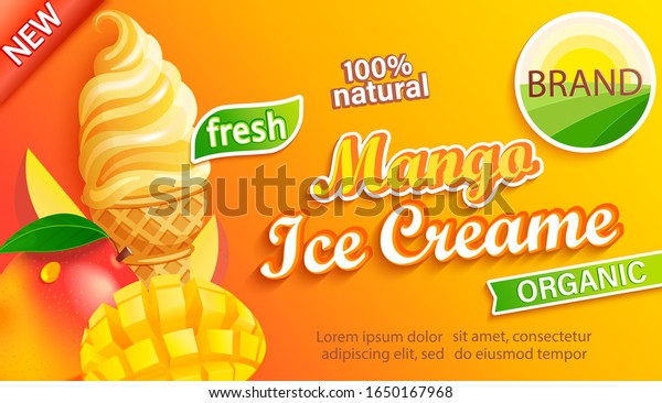 Mango Ice Cream Logo Label Emblem Stock Vector (Royalty Free ...