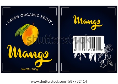 Mango Label Design Product Collection Food 스톡 벡터(사용료 없음) 587732414 ...