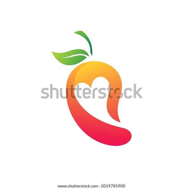 Mango Logo Concept Heart Silhouette Mango Stock Vector (Royalty Free ...