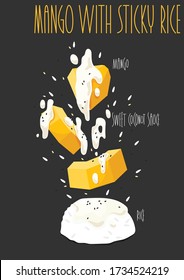 Mango Sticky Rice Vector Illustration Stock Vector (Royalty Free ...