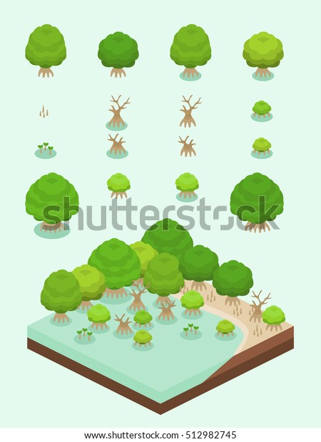 Mangrove Tree Stage Set Video Gametype Stock Vector (Royalty Free ...