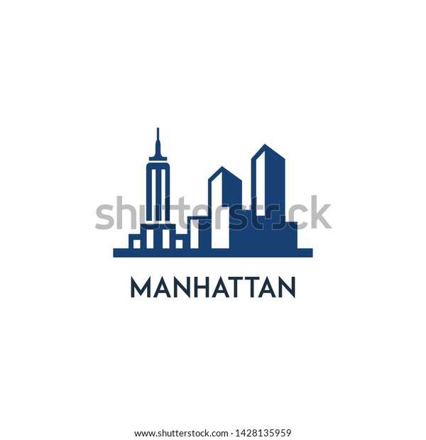 Manhattan Logo a Combination Building Buildings Stock Vector (Royalty ...