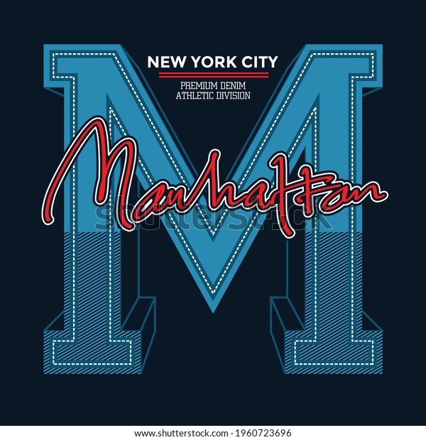 Manhattan Modern Hand Lettering Typography Design Stock Vector (Royalty ...