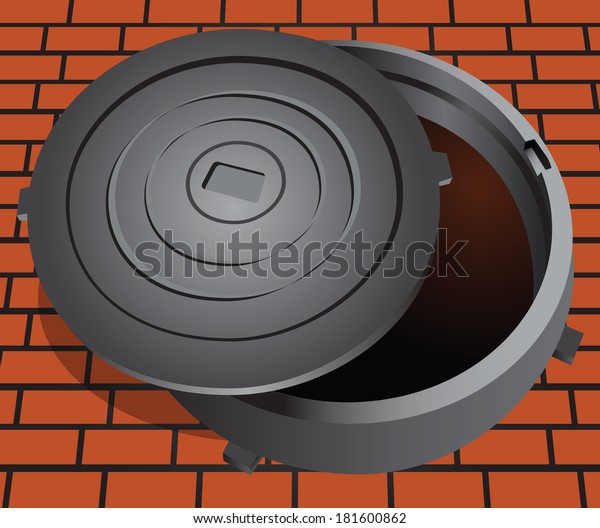 Manhole Cover On Brick Pavement Vector Stock Vector (Royalty Free ...