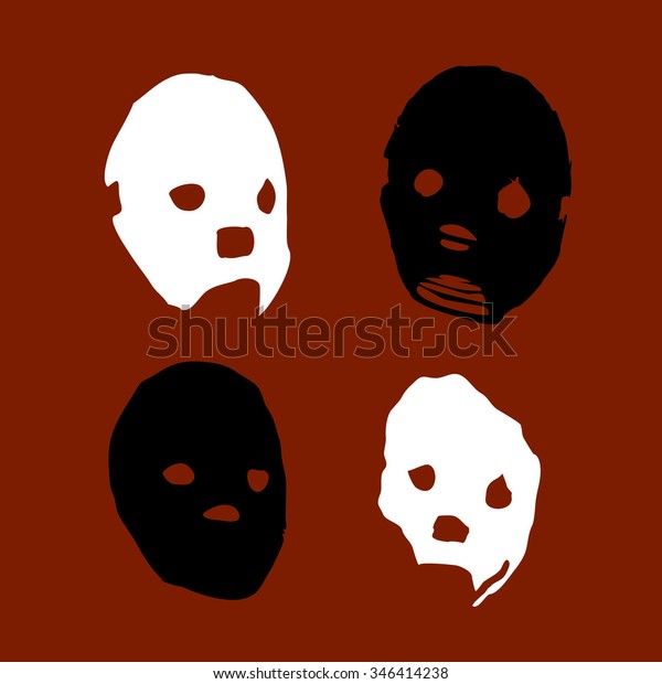 Maniac Scary Mask Set On Brown Stock Vector (Royalty Free) 346414238 ...
