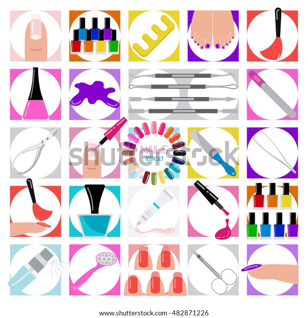 Manicure Nail Salon Icon Set Vector Stock Vector (Royalty Free) 482871226