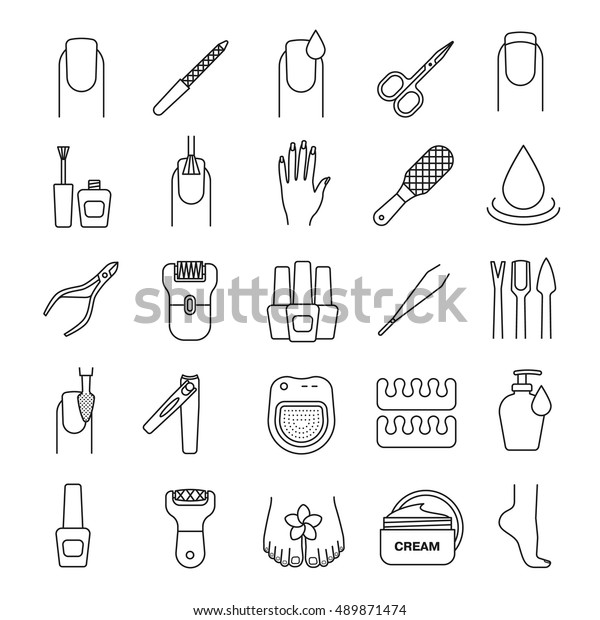 Manicure Pedicure Linear Icons Set Nail Stock Vector (Royalty Free ...