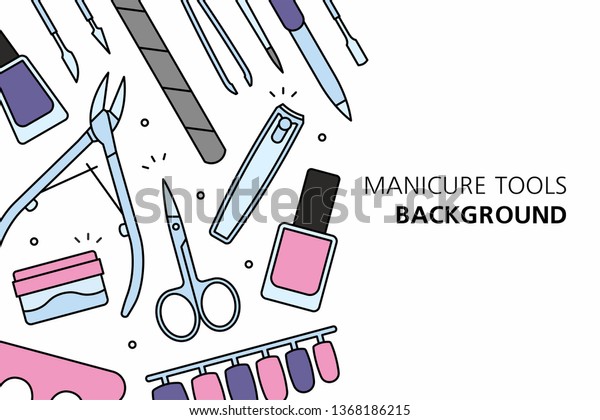 Manicure Tools Background Isolated On White Stock Vector (Royalty Free ...