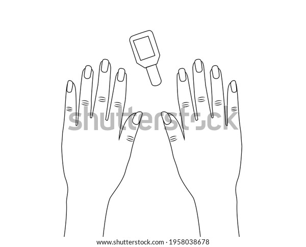 Manicured Hands Nail Polish Bottle Outline Stock Vector (Royalty Free ...