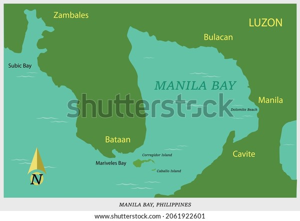 Manila Bay Map Neihboring Provinces Body Stock Vector (Royalty Free ...