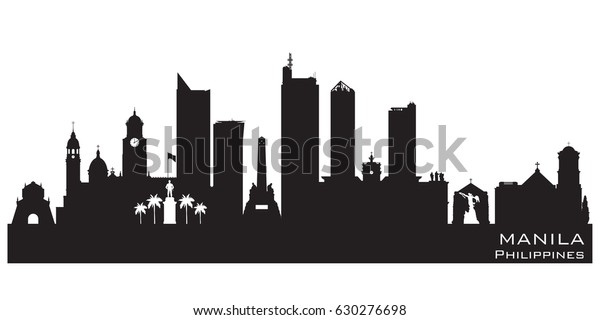 Manila Philippines Skyline Detailed Vector Silhouette Stock Vector ...