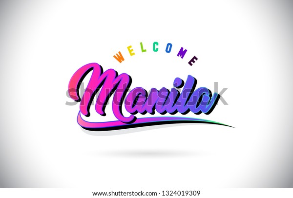 Manila Welcome Word Text Creative Purple Stock Vector (Royalty Free ...