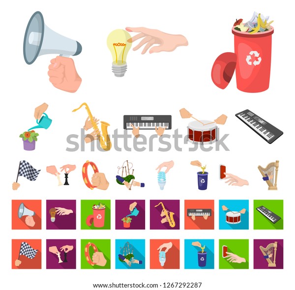 Manipulation By Hands Cartoonflat Icons Set Stock Vector (Royalty Free ...