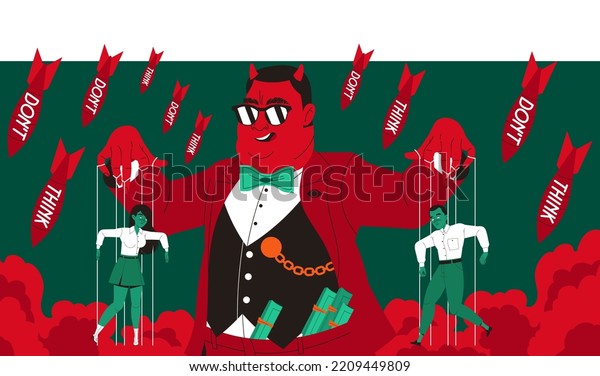 Manipulation People Fat Red Man Puppeteer Stock Vector (Royalty Free ...