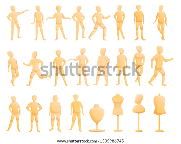 Mannequin Icons Set Cartoon Set Mannequin Stock Vector (Royalty Free ...