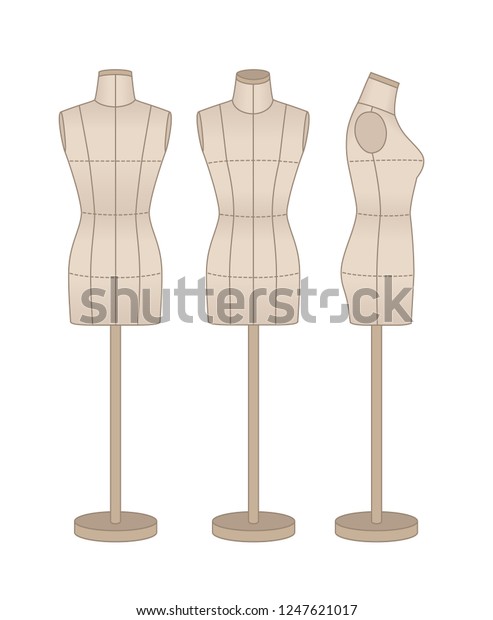 Mannequin Sewing Modeling Front Back Side Stock Vector (Royalty Free ...