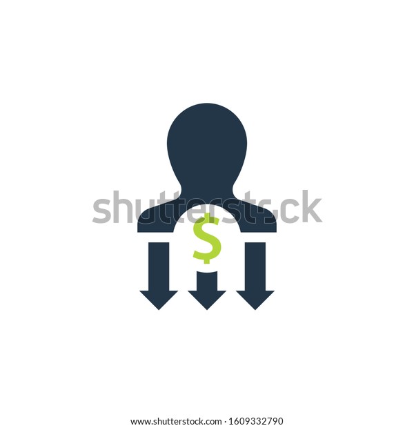 Vektor Stok Manpower Cost Reduction Silhouette Icon Clipart (Tanpa ...