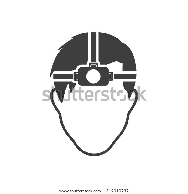 Mans Face Flashlight On His Forehead: เวกเตอร์สต็อก (ปลอดค่าลิขสิทธิ์ ...