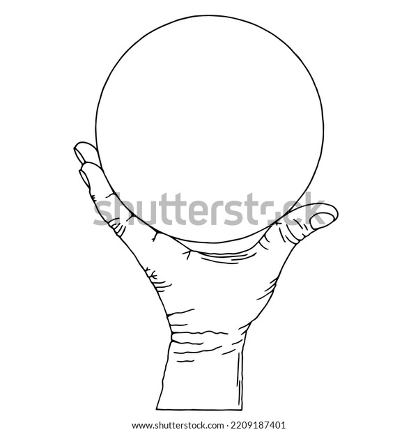 Mans Hand Holding Sphere Divination Earth Stock Vector (Royalty Free ...
