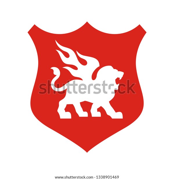 Manticore Symbol On Red Shield Heraldic Stock Vector (Royalty Free ...
