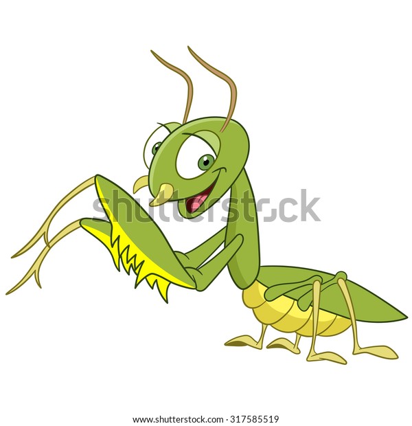 Mantis Cartoon Character Isolated On White Stock Vector (Royalty Free ...
