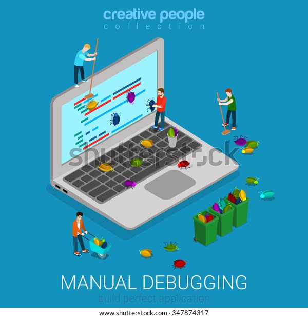 Manual Debugging Process Flat 3d Isometry Stock Vector Royalty Free 347874317