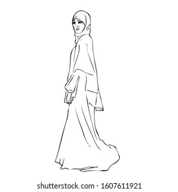 Manual Drawing Sketch Standing Posing Islam: vector de stock (libre de ...