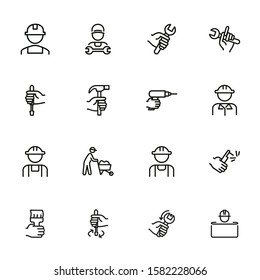 Manual Labor Line Icon Set Hammer Stock Vector (Royalty Free ...