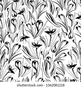 Manual Seamless Graphics Trace Crocus Pattern Stock Vector (Royalty ...