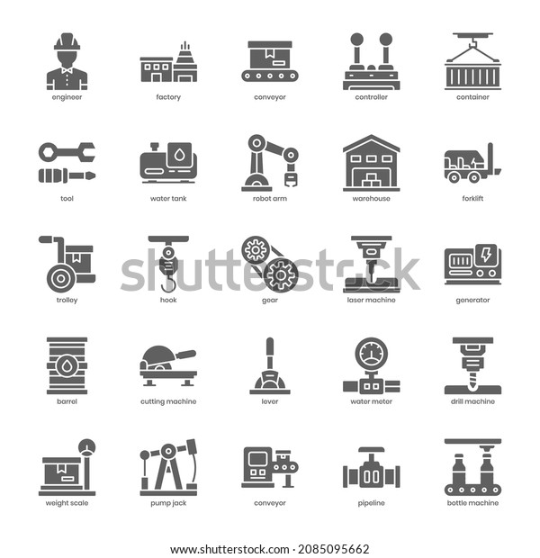 Manufacturing Icon Pack Your Website Design Stock Vector (Royalty Free ...