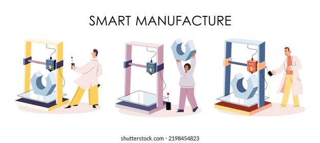 Manufacturing Process Industry Scientist Robot Assembling Stock Vector ...