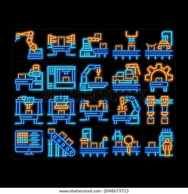 Manufacturing Process Neon Light Sign Vector Stock Vector (Royalty Free ...