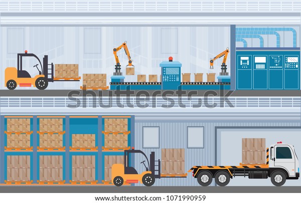 Manufacturing Warehouse Conveyor Modern Assembly Production Stock ...