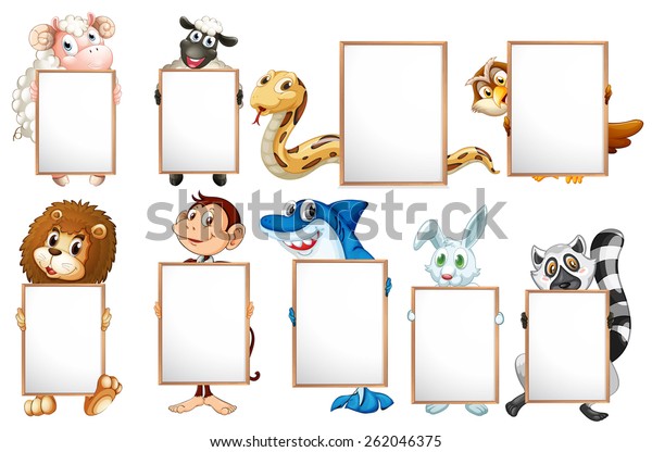Many Animals Holding Empty Signs Stock Vector (Royalty Free) 262046375