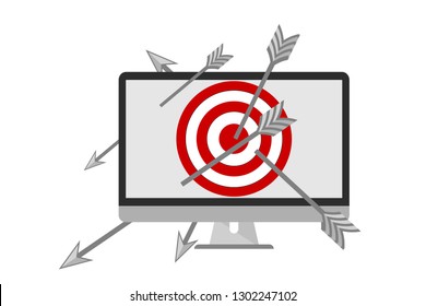 Many Arrows Miss Target Through Mornitor Stock Vector (Royalty Free ...