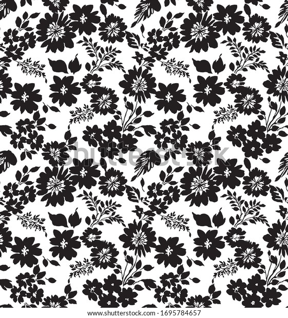 Many Black Flower Patterns Leaves Stock Vector (Royalty Free ...