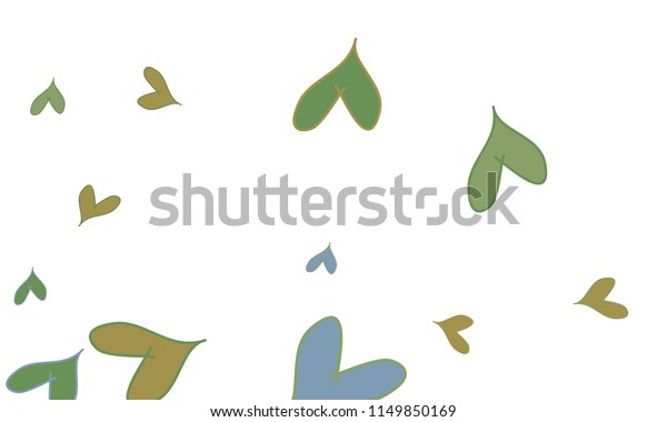 Many Blue Green Hearts Different Size Stock Vector (Royalty Free ...