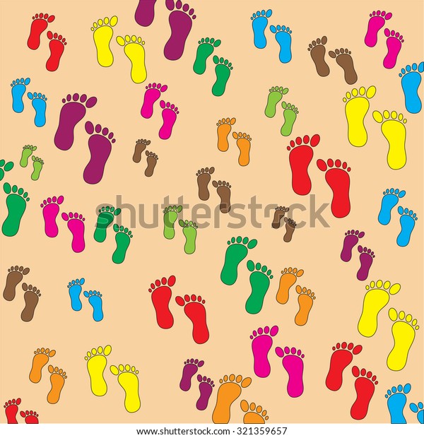 Many Colorful Footprints Different Sizes Stock Vector (Royalty Free ...