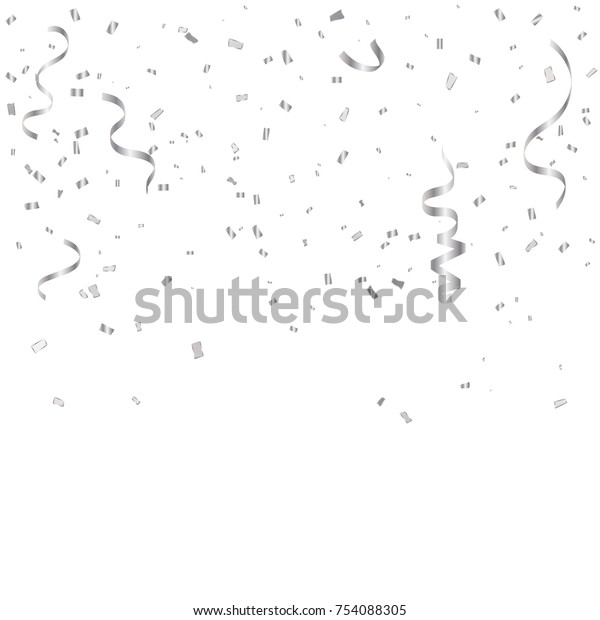 Many Falling Silver Confetti On White Stock Vector (Royalty Free ...