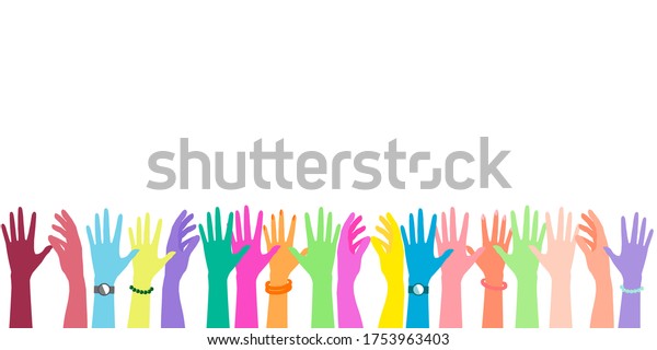 Many Hands Raised Isolated On White Stock Vector (Royalty Free ...