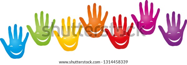 Many Hands Smile Colored Logo Stock Vector (Royalty Free) 1314458339 ...