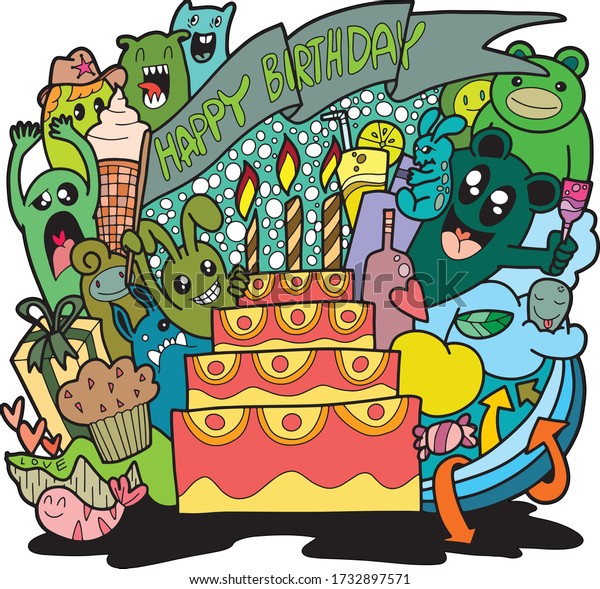 Many Monsters Various Colors Doodle Come 库存矢量图（免版税）1732897571 ...