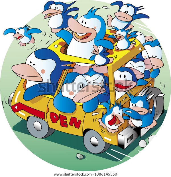 Many Penguins Go On Drive Trip Stock Vector (Royalty Free) 1386145550 ...