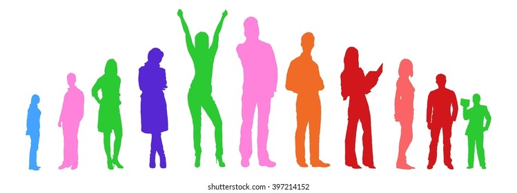 Many Vector People Silhouettes Illustration Stock Vector (Royalty Free ...