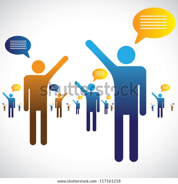Many People Talking Speaking Chatting Graphic Stock Vector (Royalty ...