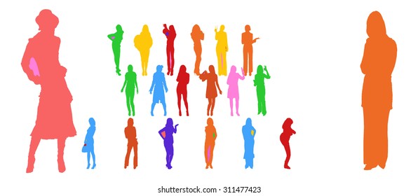 Many People Many Vector Silhouettes Stock Vector (Royalty Free) 311477423