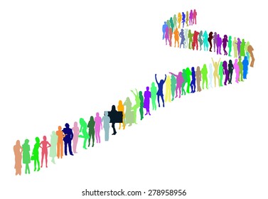 Many People Vector Silhouettes Isolated Stock Vector (Royalty Free ...