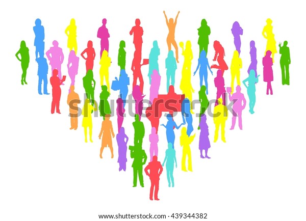 Many People Vector Silhouettes Isolated Stock Vector (Royalty Free ...